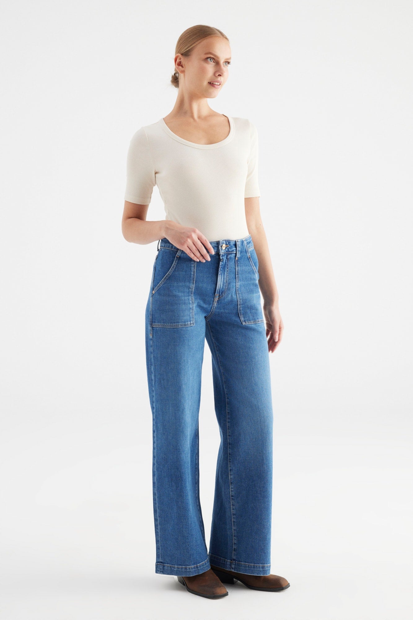 COJ - Lulu - Wide Leg Jeans - Medium Blue – Jeans Barn